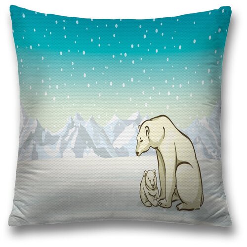 Наволочка декоративная на молнии, чехол на подушку JoyArty "Медведи на снегу" 45х45 см
