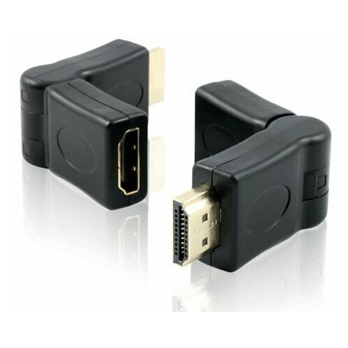 Переходник HDMI 19M/ HDMI 19F угол вращение 180 град. для телевизоров, ноутбуков Greenconnect GC-CV308, черный