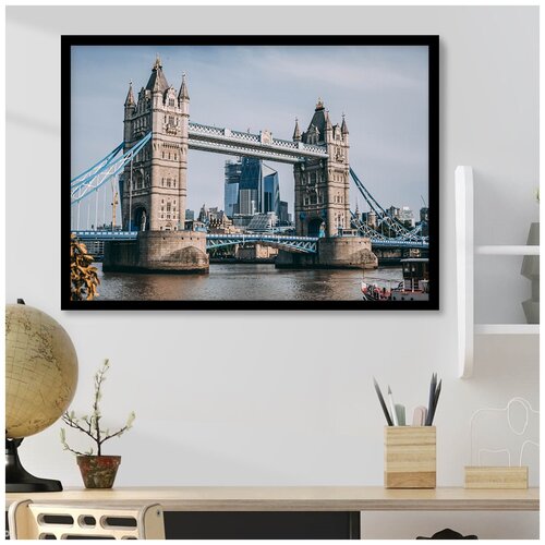Постер В рамке "Лондон, Тауэрский мост" 50 на 70 (черная рама) / Картина для интерьера / Плакат / Постер на стену / Интерьерные картины