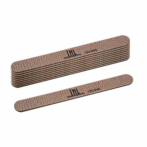 TNL, набор пилок для ногтей тонкая 120/240 улучшенное качество (деревян. основа, коричневые), 10 шт
