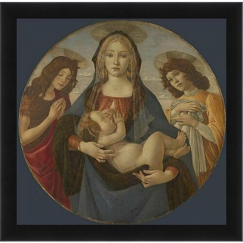 Плакат, постер на бумаге The Virgin and Child with Saint John and an Angel. Сандро Боттичелли. Размер 42 на 60 см