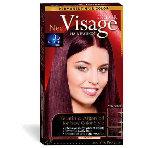 COLOR Visage Стойкая крем-краска для волос, 35 темная вишня / Morello Red, 50 мл