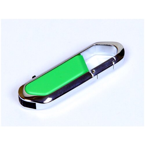 Флешка для нанесения логотипа в виде карабина (128 Гб / GB USB 2.0 Зеленый/Green 060 гравировка)