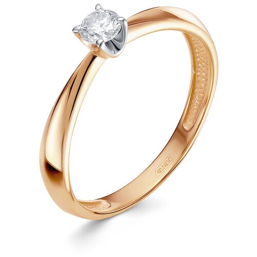 Кольцо помолвочное Vesna jewelry, красное золото, 585 проба, родирование, бриллиант, размер 17, бесцветный