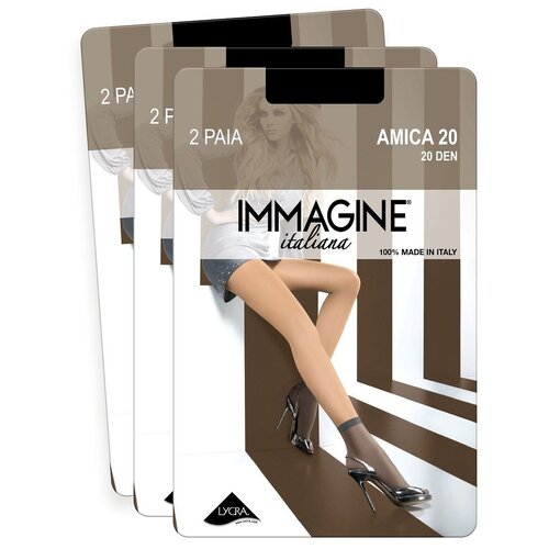 Носки Immagine, 20 den, 6 пар, 3 уп., размер 1-unica, черный
