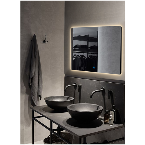 Зеркало для ванной Prisma 80*100 прямоугольное горизонтальное "парящее" с тёплой LED-подсветкой