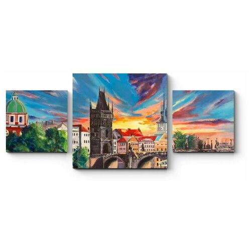 Модульная картина Прекрасный вид на Пражский град 140x60