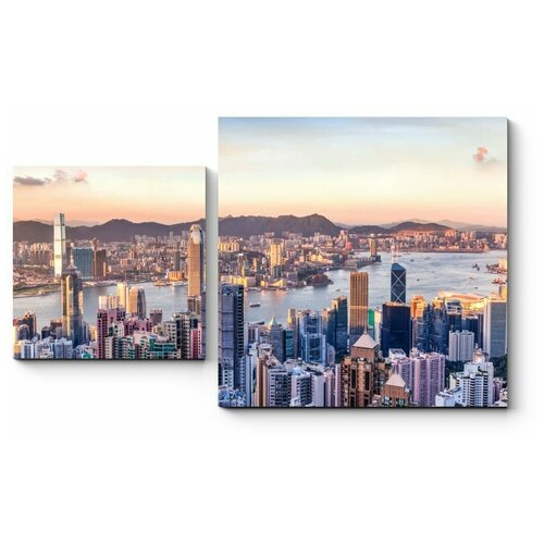 Модульная картина Закат над бухтой Виктория, Гонконг100x60