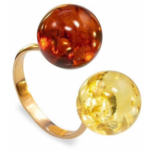 Кольцо Amberprofi, янтарь, безразмерное, золотой, коричневый