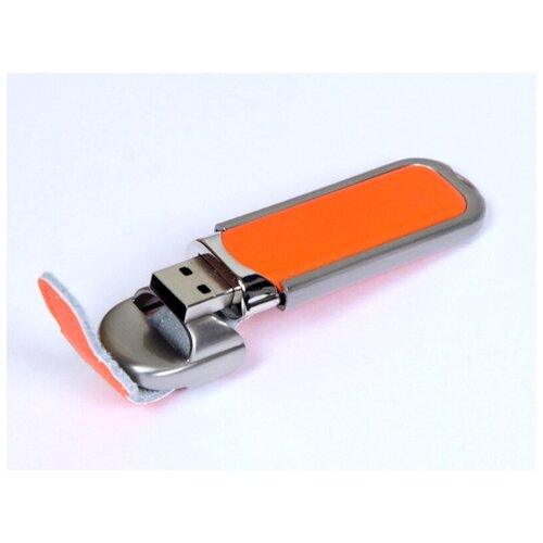 Кожаная флешка для нанесения логотипа с массивным корпусом (8 Гб / GB USB 2.0 Оранжевый/Orange 212 Большая флешка)