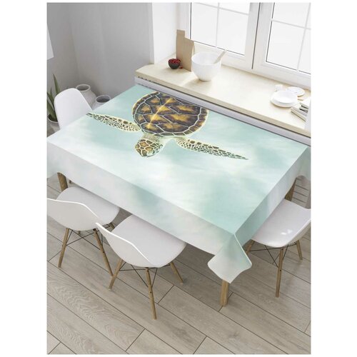Скатерть прямоугольная JoyArty на кухонный стол "Черепаха в полете" из оксфорда, 120x145 см