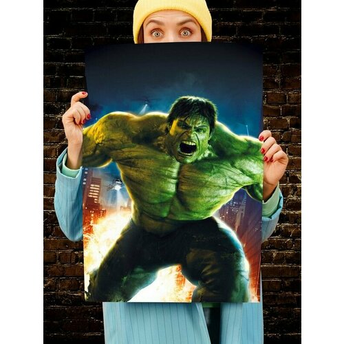 Постер интерьерный Халк, 70х46 см. Матовый яркий. Мстители Супергерой