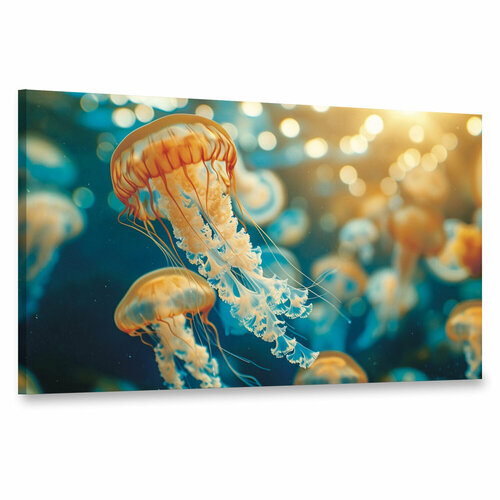 Интерьерная картина 100х60 "Медуза в сказочном море"