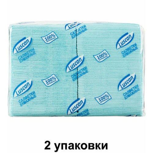 Luscan Бумажные салфетки Profi Pack, 1 сл, 24х24 см, голубые, 400 шт, 2 уп