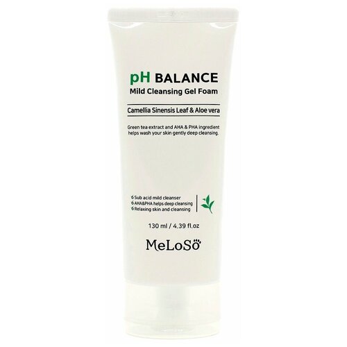 Meloso Мягкая очищающая гель пенка для умывания pH Balance Mild Cleansing Gel Foam 130 мл Корейская косметика