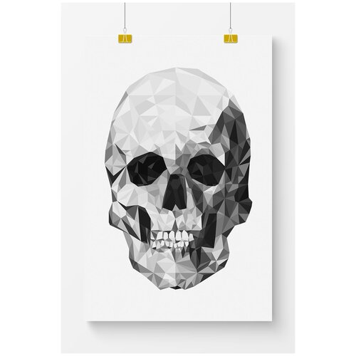 Постер для интерьера Postermarkt Черно-белый череп, 50х70 см, в тубусе