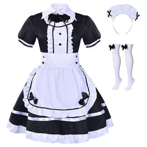 Японский Аниме костюм для косплея черно-белый женский платье горничной Готическая Лолита косплей платье милые кавайное платье костюм на Хэллоуин Love Nikki XL