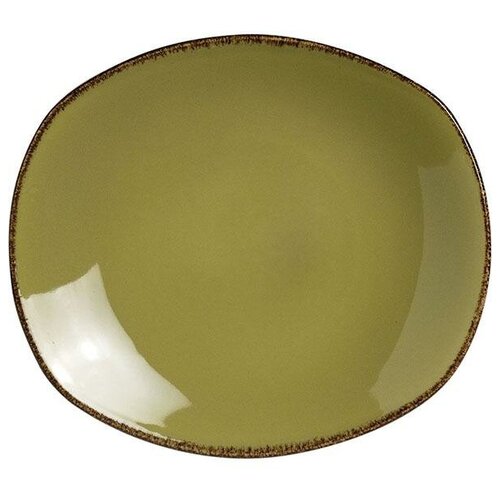 Тарелка мелкая овальная «Террамеса олива», зеленый, фарфор, 11220579, Steelite