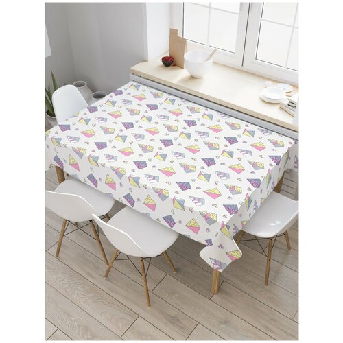 Скатерть прямоугольная JoyArty на кухонный стол "Цветные пирамидки" из оксфорда, 180x145 см