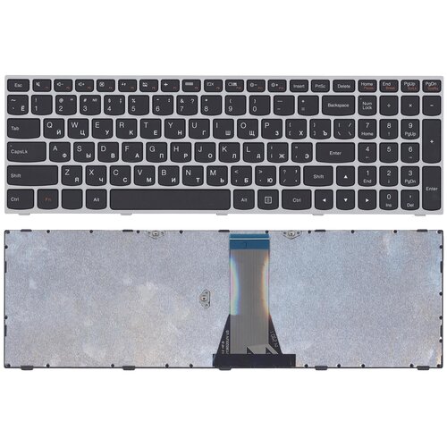 Клавиатура для ноутбука Lenovo IdeaPad G50-70 G50-30 черная с серой рамкой без подсветки