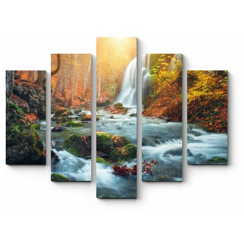 Модульная картина Прекрасный осенний водопад 95x76
