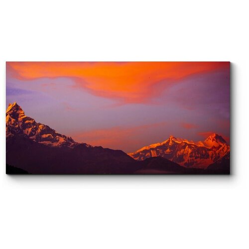 Модульная картина Оранжевый закат над гималайскими горами 120x60