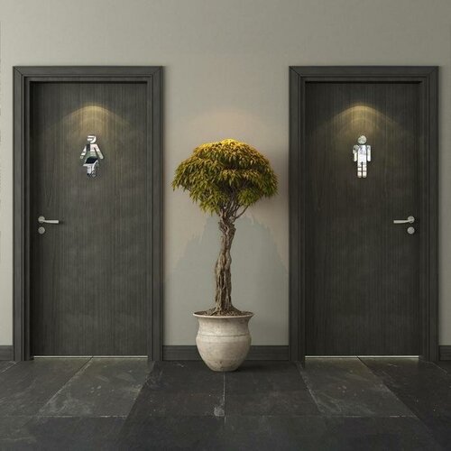 TAKE IT EASY Наклейки на дверь в туалет WC "М и Ж", интерьерные, зеркальные, декор на стену
