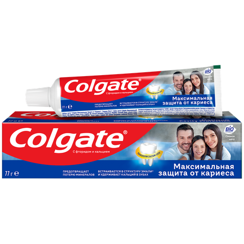Зубная паста COLGATE Максимальная защита от кариеса Свежая мята с  комплексом кальция и фторида и технологий Calcium-lock, 100мл