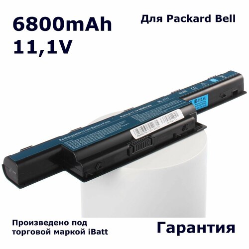 Аккумулятор iBatt 6800mAh, для EasyNote TM81 LV44HC LM86 TV43HC TS13-HR TE11HC-B9604G50Mnks TV11 TV11CM-84508G50Mnks TK81-SB