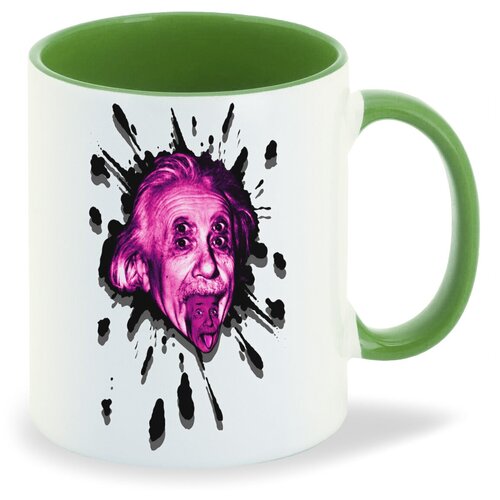 Кружка зеленый CoolPodarok Энштейн фиолетовый клякса