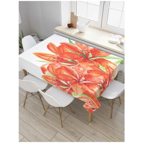Скатерть прямоугольная JoyArty на кухонный стол "Пятнистые цветы" из оксфорда, 180x145 см