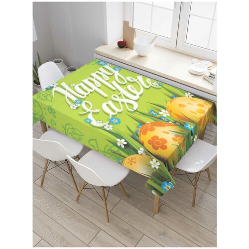 Скатерть прямоугольная JoyArty на кухонный стол "Пасхальные яйца" из оксфорда, 120x145 см