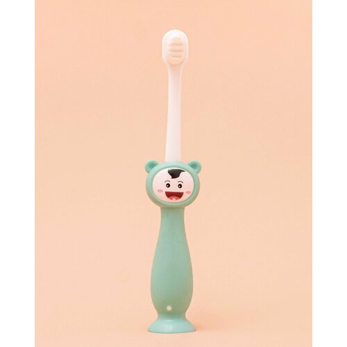 Детская ультрамягкая зубная щетка/ Мультяшная зубная щетка на присоске для детей (Бирюзовый)