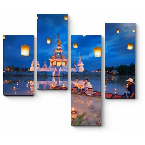 Модульная картина Фестиваль плавающих фонариков, Тайланд64x60
