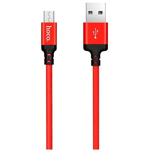 Кабель для зарядки Провод USB Micro Зарядка на Андроид Микро USB Micro USB HOCO X14 2м плетеный красно-черный