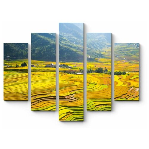 Модульная картина Рисовые поля у подножия гор Вьетнама 95x76