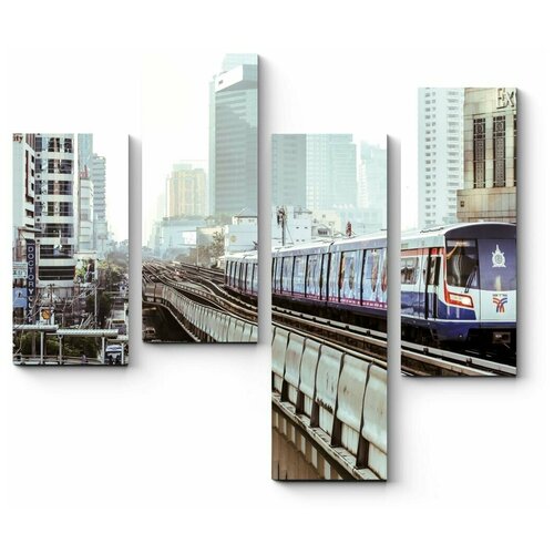 Модульная картина Надземный поезд мчится в центр Бангкока144x135