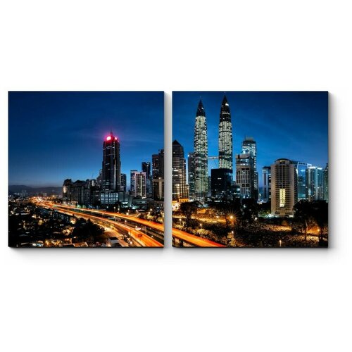 Модульная картина Пробуждающийся Куала-Лумпур на рассвете 130x65