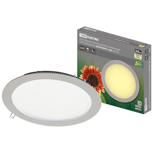 Светильник TDM ELECTRIC SQ0329-0103, LED, 24 Вт, 3000, теплый белый, цвет арматуры: хром, цвет плафона: белый