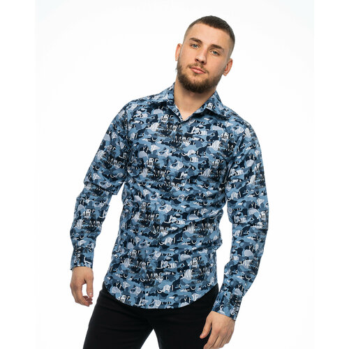 Рубашка Maestro, размер 50/L/176-182/43 ворот, синий