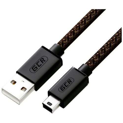 GCR Кабель PROF 2.0m USB 2.0, AM/mini, черно-прозрачный, 28/24 AWG, экран, армированный, морозостойкий