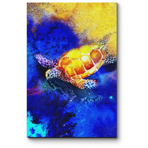 Модульная картина Морская черепаха, акварель 70x105