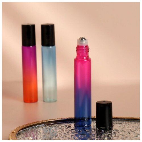 Флакон стеклянный для парфюма «Градиент», с металлическим роликом, 10 мл, цвет микс