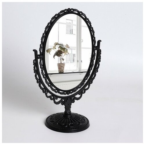 Queen fair Зеркало настольное, двустороннее, зеркальная поверхность — 11 × 16 см, цвет чёрный