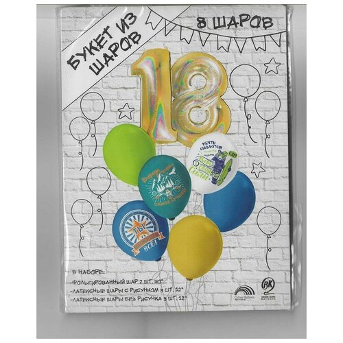 Набор фольгированных и латексных шаров "18 лет"