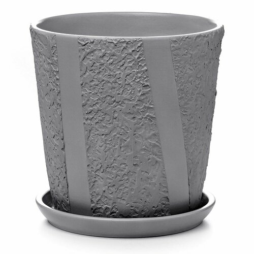 Горшок для цветов керамический "Стрит-5" 5,6л, д22см, h22,5см, форма "Конус", с поддоном, серый