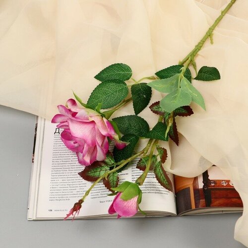Цветы искусственные Роза душистая 9х50 см, бело-сиреневый микс