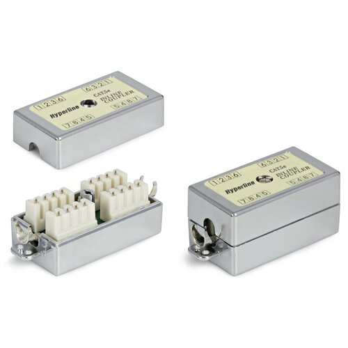 Hyperline Монтажное оборудование CA-IDC-C5e-SH-F-WH Проходной адаптер coupler , Dual IDC, категория 5e, 4 пары, экранированный