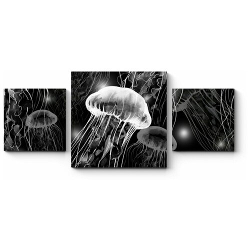 Модульная картина Черно-белые медузы 70x30