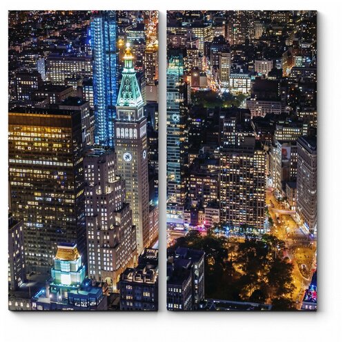 Модульная картина Вид на ночной Нью-Йорк 130x130